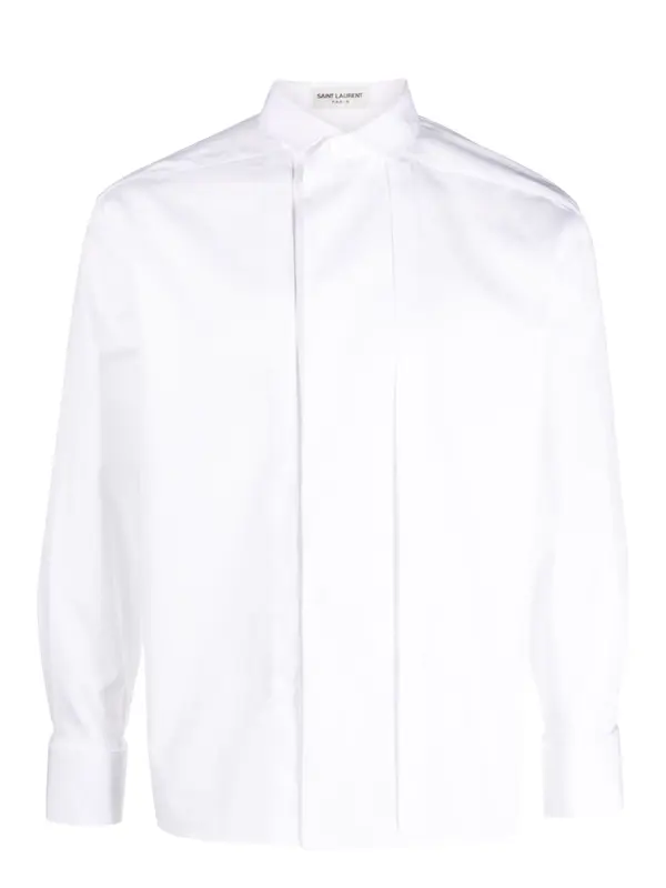 Saint Laurent Long-sleeve Cotton Poplin Shirt - White