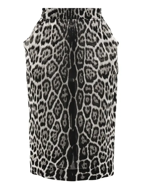 Saint Laurent Leopard-print Silk Skirt - Black