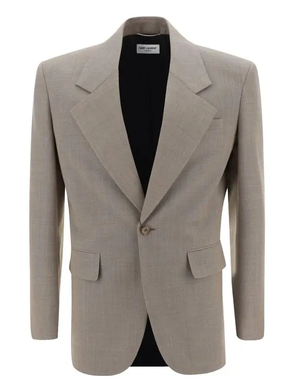 Saint Laurent Oversized Wool Blazer - Neutrals