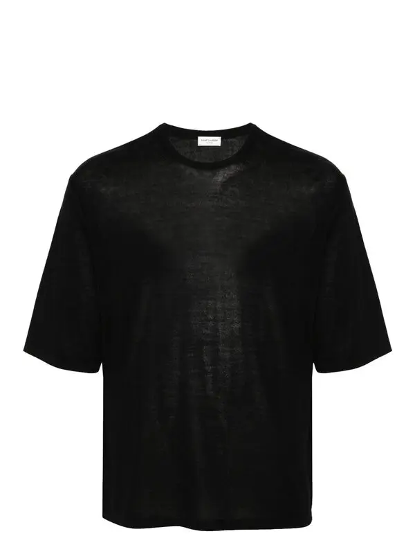 Saint Laurent Straight-hem Knitted T-shirt - Black