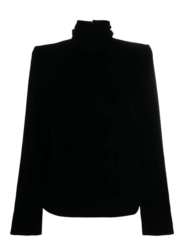 Saint Laurent High-neck Velvet Blouse - Black