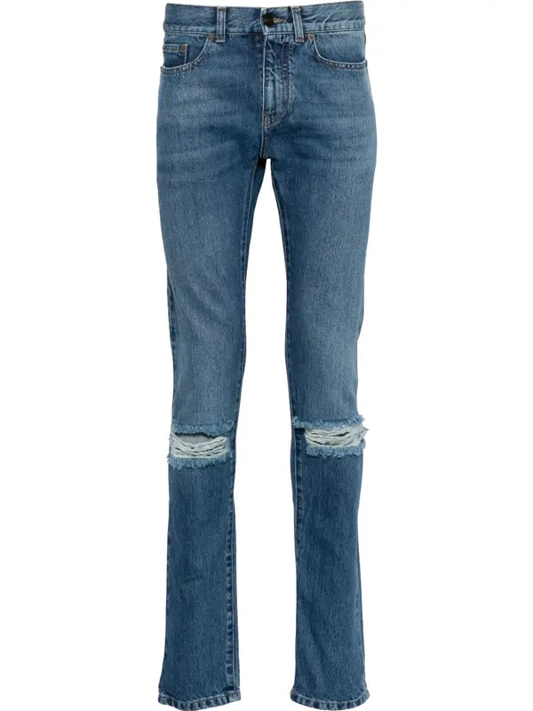 Saint Laurent Ripped Slim-fit Jeans - Blue