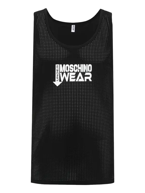 Moschino Rubberised-logo Tank Top - Black