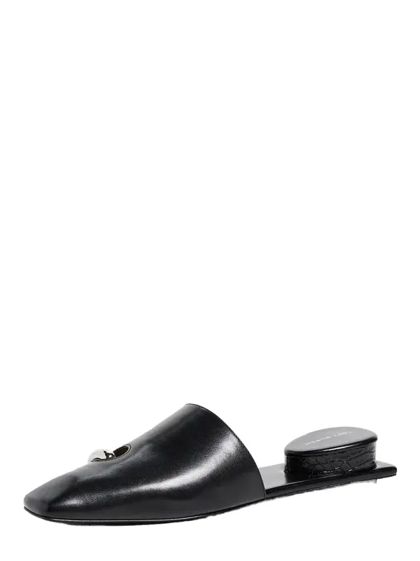 Tory Burch Pierced Mules - Perfect Black/silver