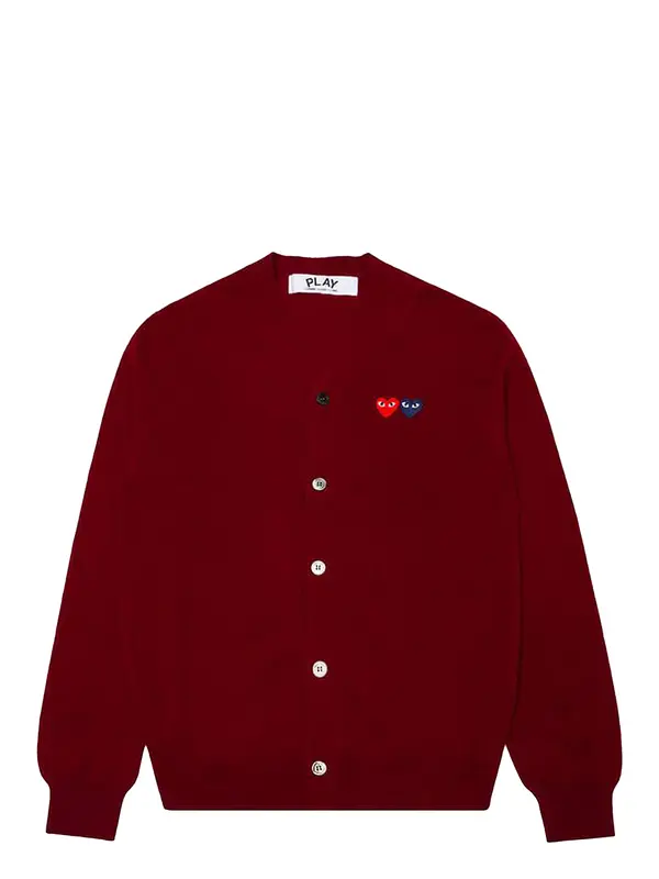 Play Comme Des Garcon Double Heart Cardigan - Red