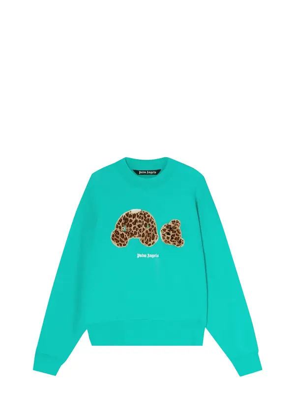 Palm Angels Pa Leopard Bear Crewneck - Green