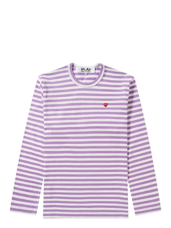 Play Comme Des Garcon Striped Long-sleeve T-shirt - Purple