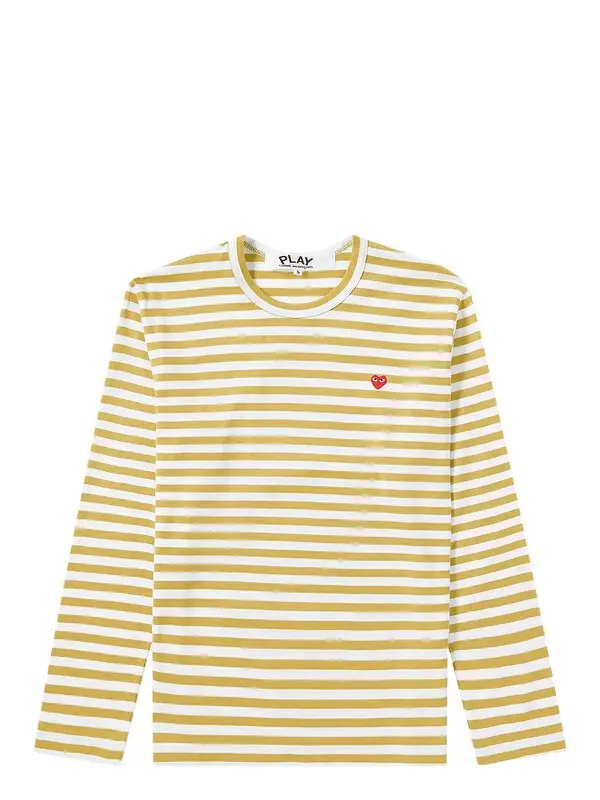 Play Comme Des Garcon Striped Long-sleeve T-shirt - Yellow