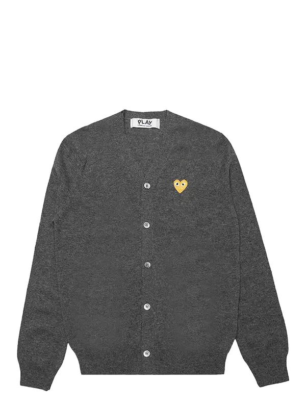 Play Comme Des Garcon Gold Heart Cardigan - Grey