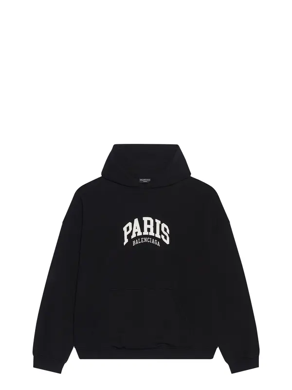 Balenciaga Cities Paris Wide Fit Hoodie - Black