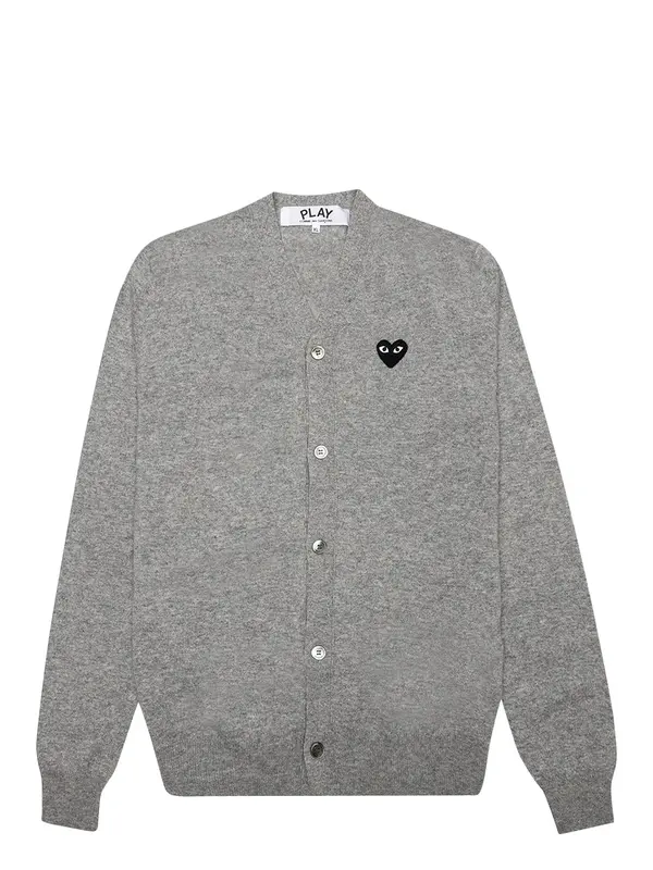 Play Comme Des Garcon Heart Wool Cardigan - Grey