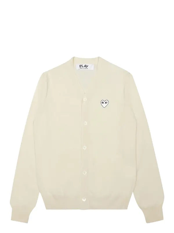 Play Comme Des Garcon Woven V-neck Cardigan - White