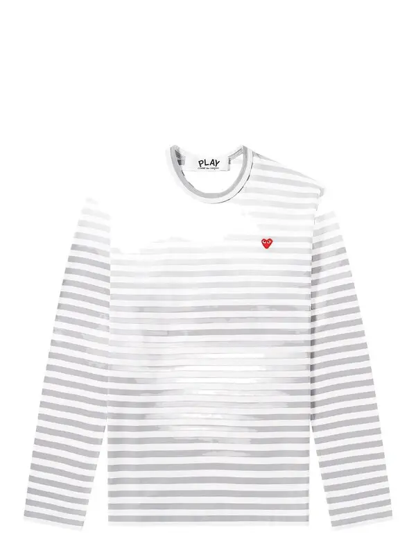 Play Comme Des Garcon Striped Long-sleeve T-shirt - Grey