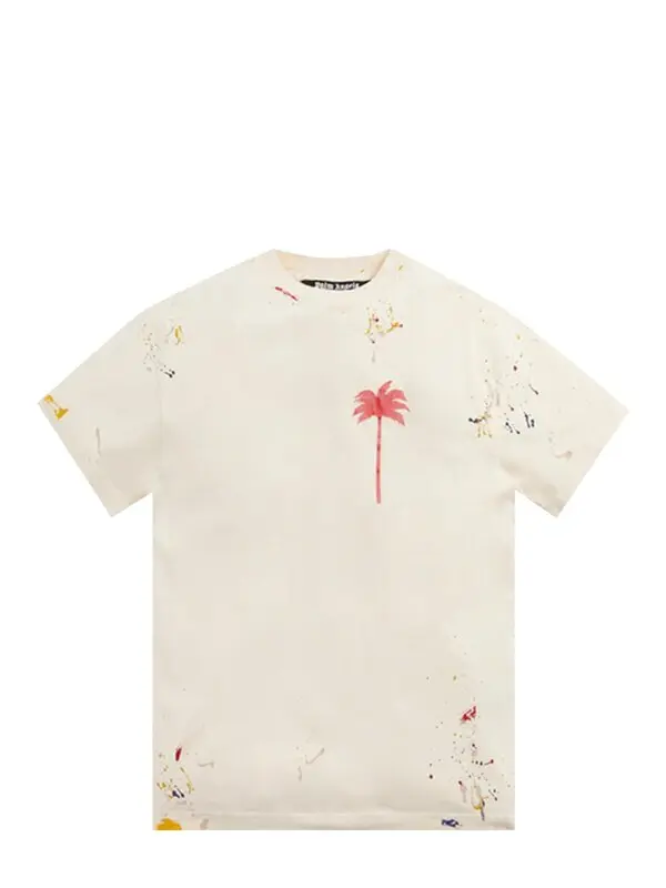 Palm Angels Pxp Painted Classic Tee 'off White/red - Cream