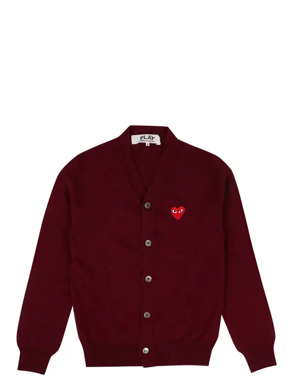 Play Comme Des Garcon Heart Wool Cardigan - Red