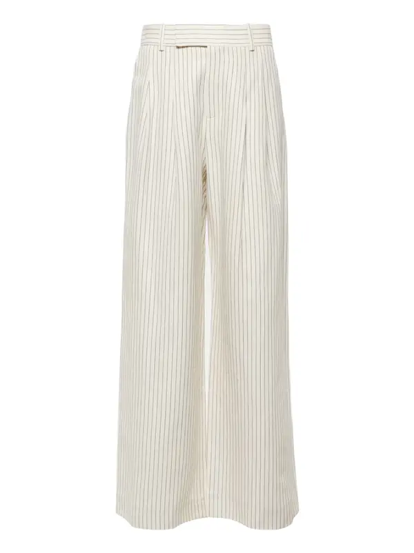 FRAME Mid-rise Cotton And Linen Wide-leg Pants - White