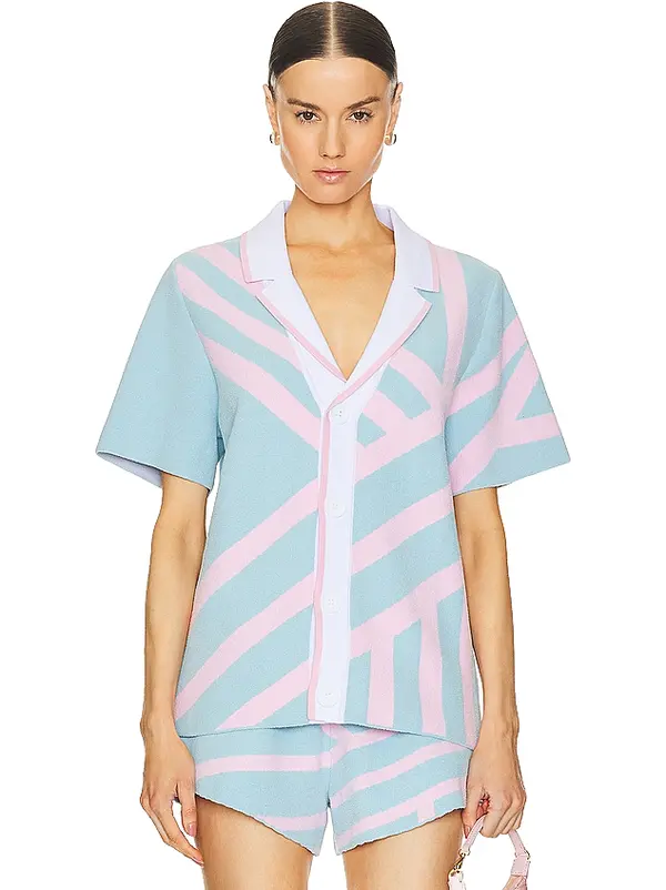 SEROYA Lei Shirt - Jacquard Pink & Blue