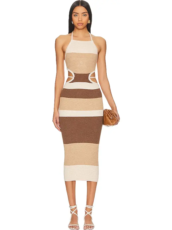 CAMILA COELHO Emlyn Stripe Knit Dress - Neutrals