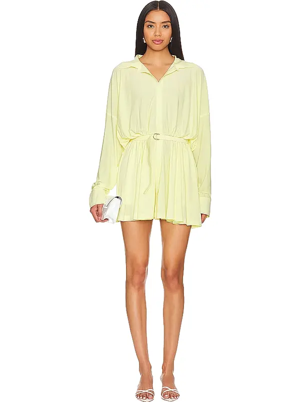 Norma Kamali X Super Oversized Boyfriend Shirt Mini Dress - Butter Yellow
