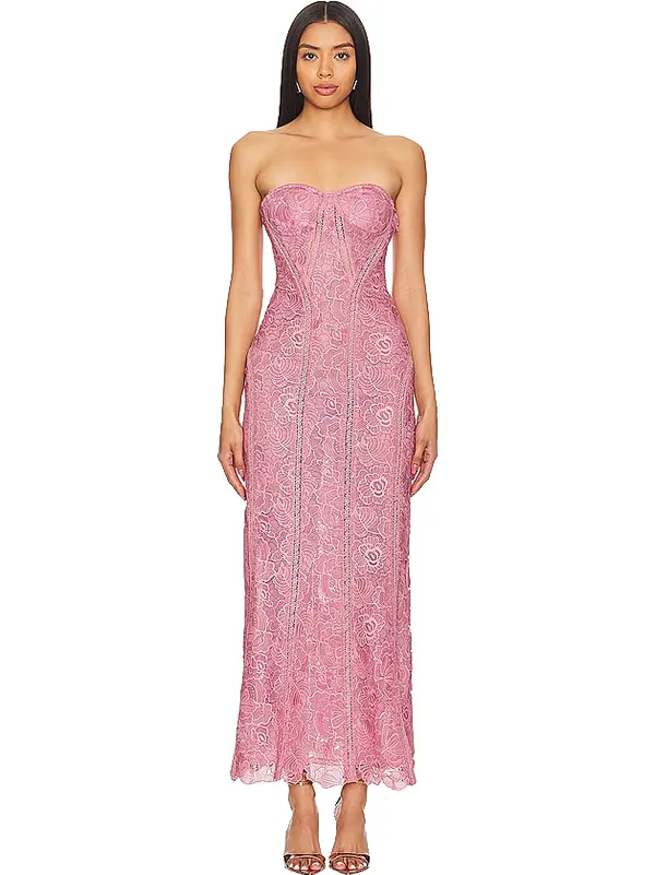 Rococo Sand Paris Lace Midi Dress - Blush