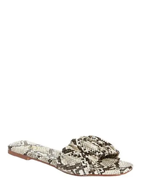 Yosi Samra Naomi Ruched Slide Sandal - Natural Snake