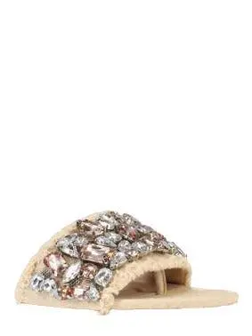 Pelle Moda Bayer Pearl Embellished Slides - Natural Multi