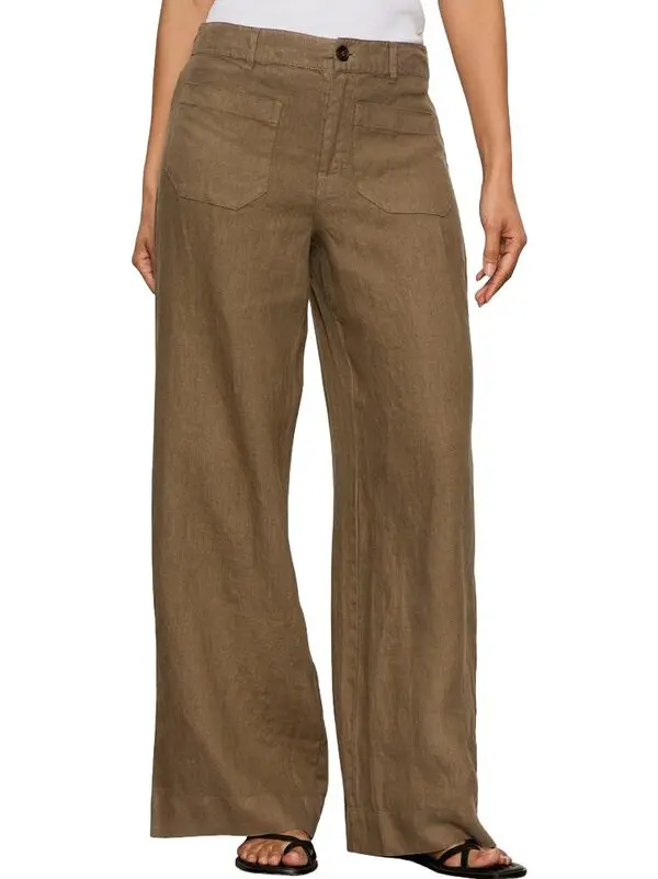 Sanctuary Marine Linen Wide Leg Pants - Timber Brown