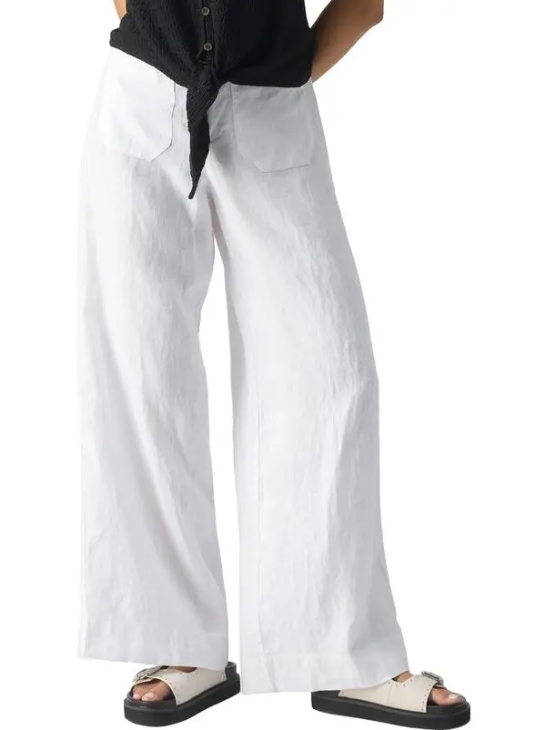 Sanctuary Marine Linen Wide Leg Pants - White