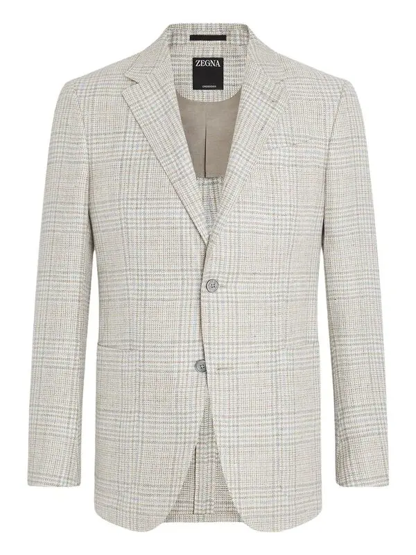 Zegna Fairway Crossover Glen Plaid Linen - Beige