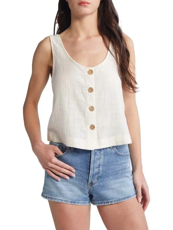 Rip Curl Classic Surf Cotton Crop Button-up Tank - Bone