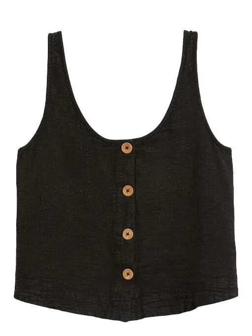 Rip Curl Classic Surf Cotton Crop Button-up Tank - Washed Black