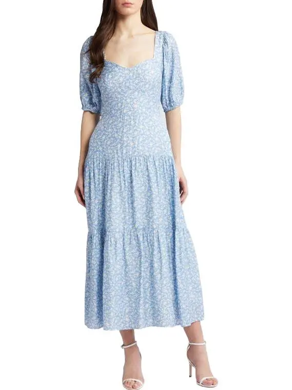 Chelsea28 Floral Tiered Maxi Dress - Blue Floral