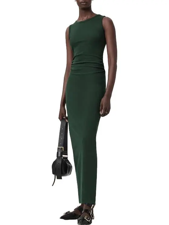 ALLSAINTS Katarina Ruched Side Maxi Dress - Emerald Green