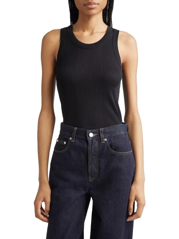 Loulou De Saison Limba Mercerized Cotton Rib Tank - Black