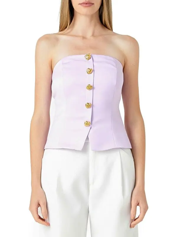 Endless Rose Strapless Button-up Top - Lilac