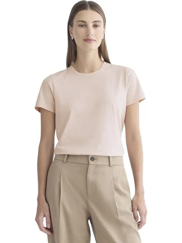 Everlane Essential Cotton Slim Crew T-shirt - Soft Rose