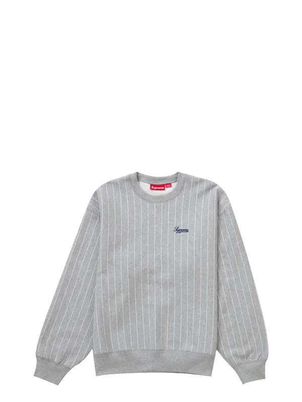 Supreme Pinstripe Crewneck Sweatshirt - Heather Grey