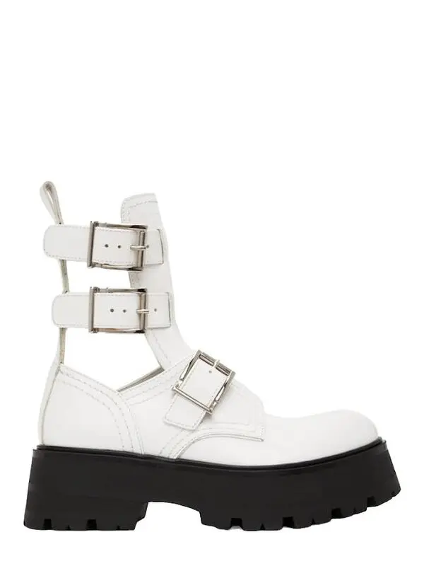 Alexander McQueen Buckle Fastening Ankle Boots - White/black