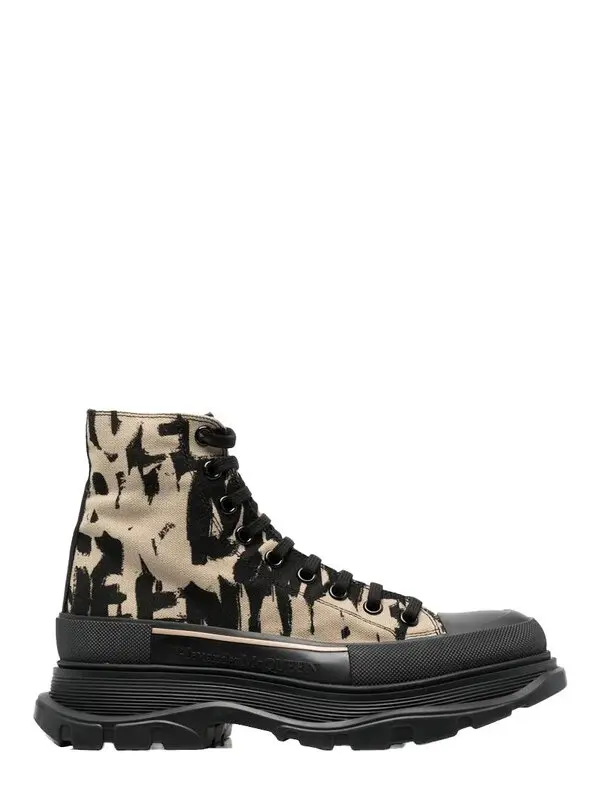 Alexander McQueen Graffiti Tread Slick Boots - Beige/black
