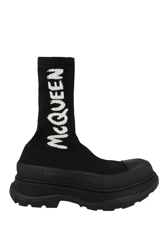 Alexander McQueen Graffiti Knit Tread Slick Boot - Black