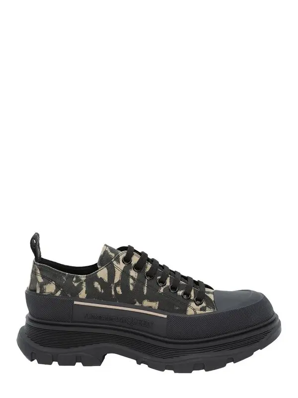 Alexander McQueen Graffiti Tread Slick Sneakers - Beige/black