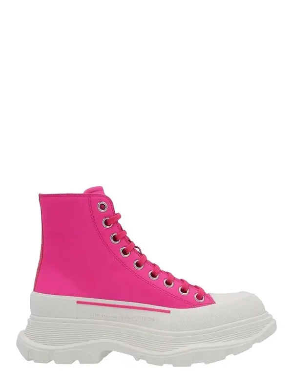 Alexander McQueen Leather Tread Slick Boots - Pink/white
