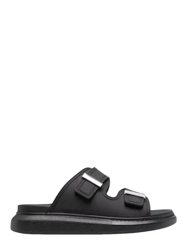 Alexander McQueen Hybrid Buckled Rubber Sandals - Black/silver