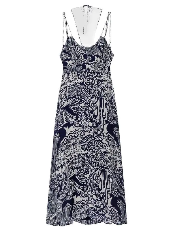 REISS Quinn Printed Maxi Dress - Navy