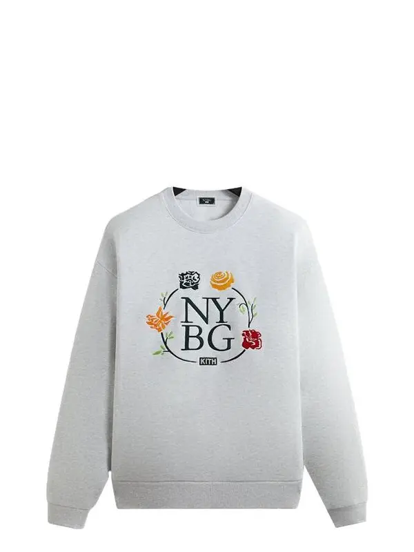 Kith X New York Botanical Garden Logo Nelson Crewneck Sweatshirt - Light Heather Grey