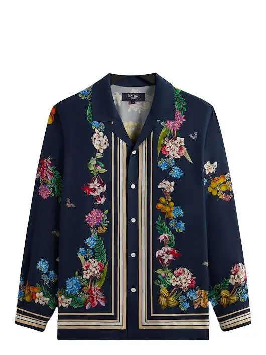 Kith X New York Botanical Garden Floral Border Long Sleeve Thompson Shirt - Nocturnal