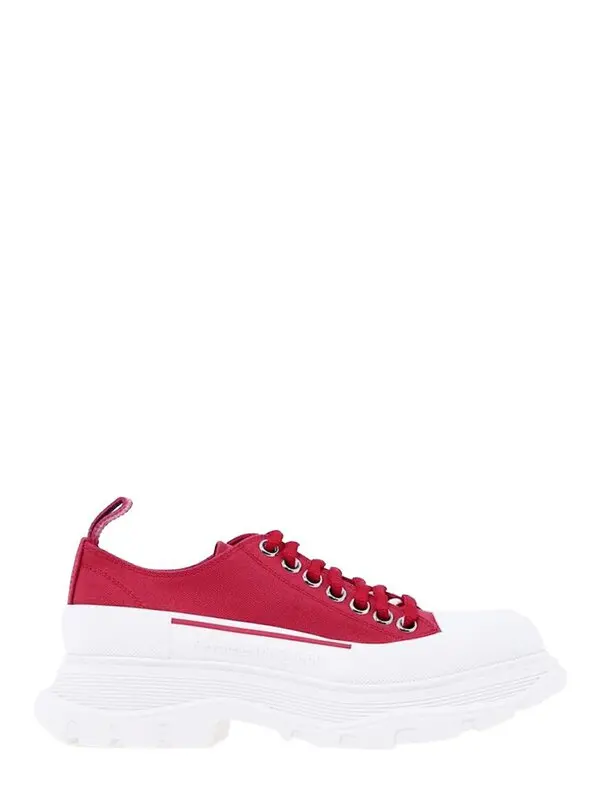 Alexander McQueen Tread Slick Low Lace Up Sneakers - Red/white