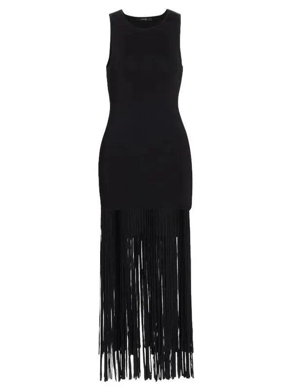 TOCCIN Margaux Fringe Midi Sheath Dress - Jet