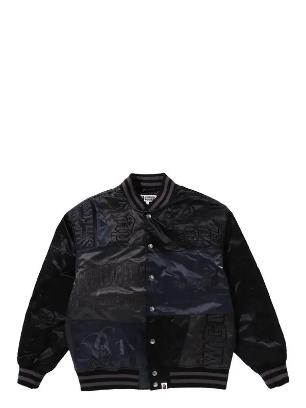 A BATHING APE Patchwork Varsity Jacket - Black