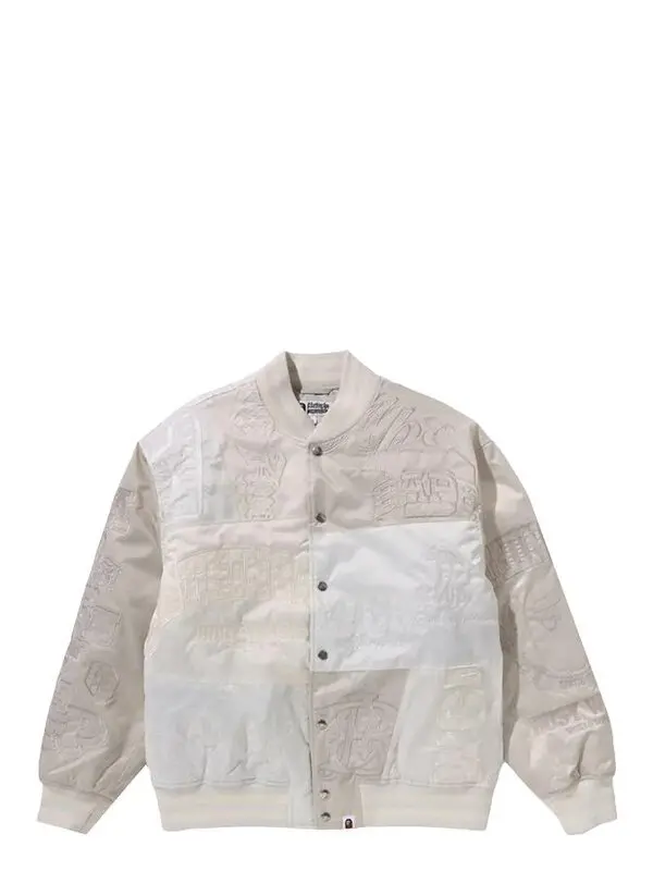 A BATHING APE Patchwork Varsity Jacket - Ivory